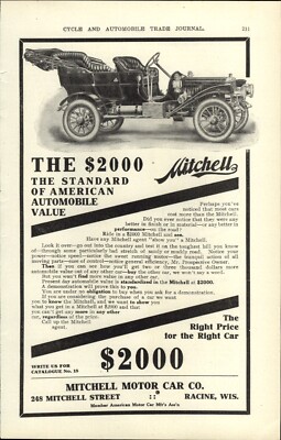 1908 PAPER AD CAR AUTO Mitchell Motor Automobile Duryea Carburetor | eBay