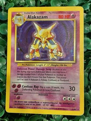 🔥Alakazam “Base Set Unlimited” 1/102 Holo Rare STUNNING EARLY Alakazam ...
