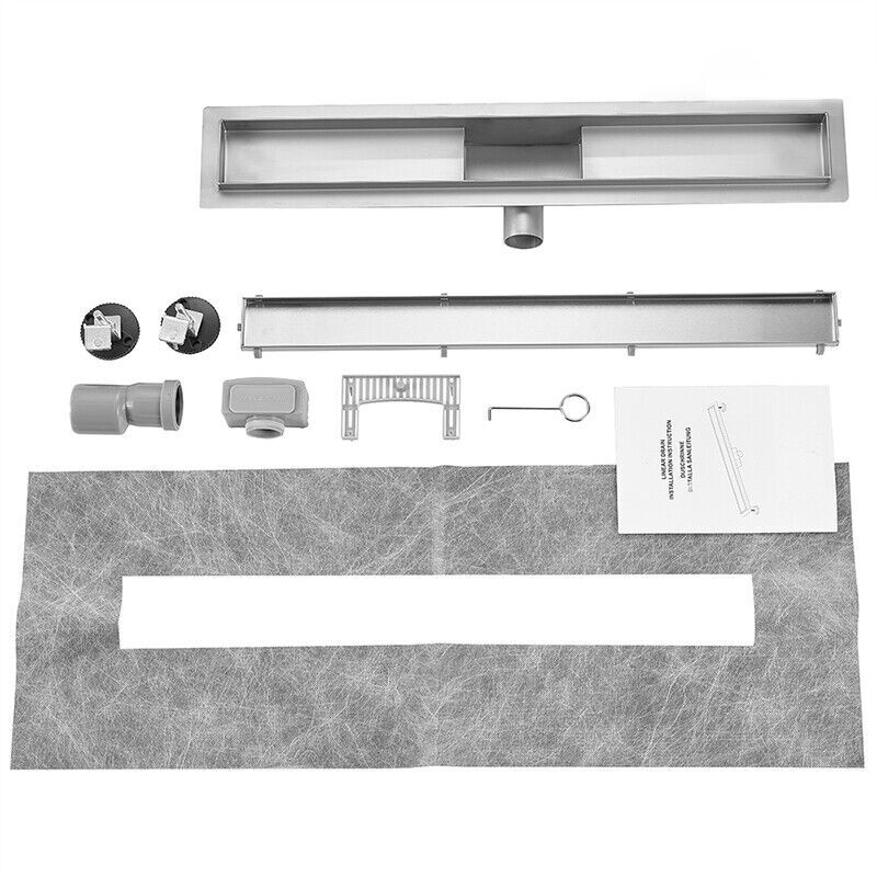 LINEAR SHOWER DRAIN STAINLESS STEEL WETROOM BATHROOM CHANNEL GULLY TRAP ...