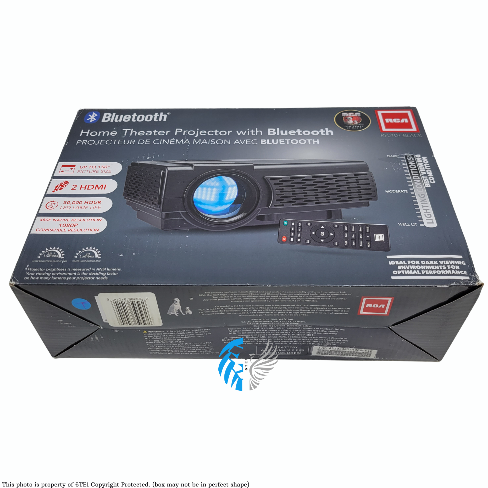 RCA Bluetooth 1080P Home Theatre Projector 2x HDMI, 1x A/V, 1x VGA ...