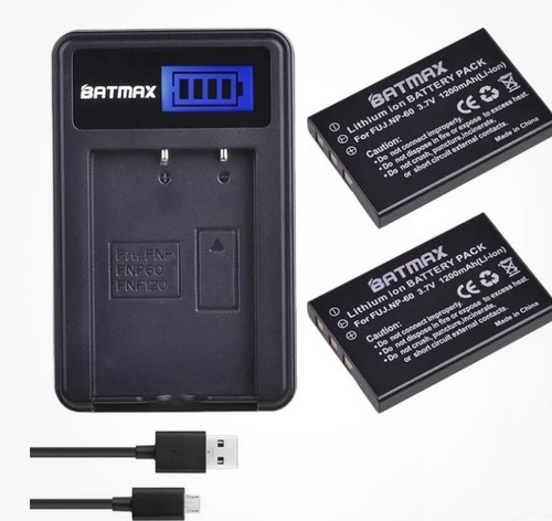 BATMAX CAMERA BATTERY CHARGER PLUS 2 LITHIUM BATTERIES FNP-60 Cable New In Box | eBay