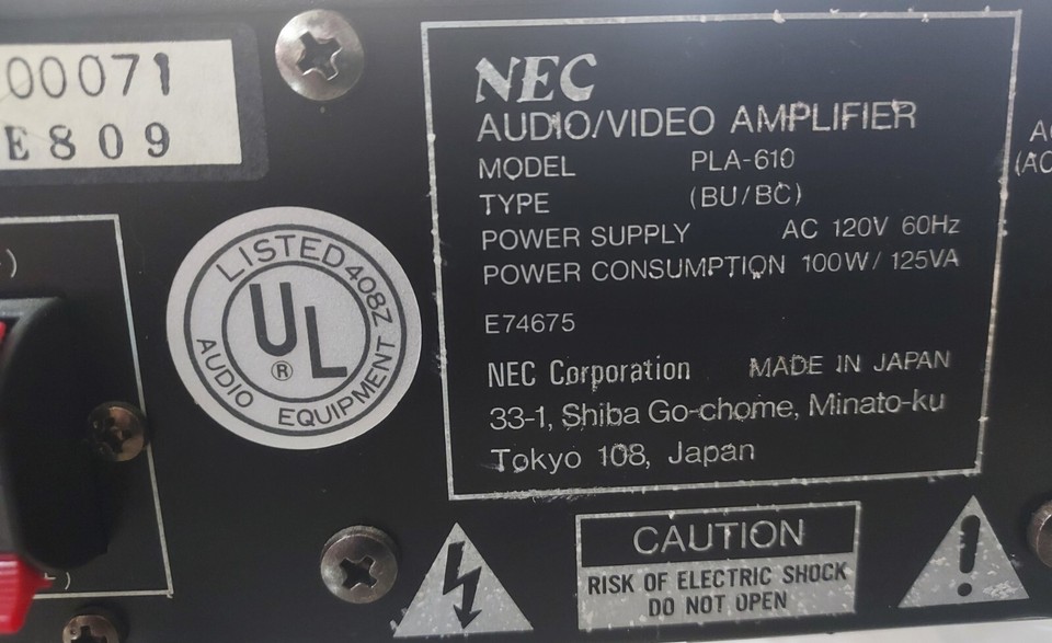 NEC Renaissance Series PLA-610 Surround Sound Amplifier ~ JAPAN ~ G ...