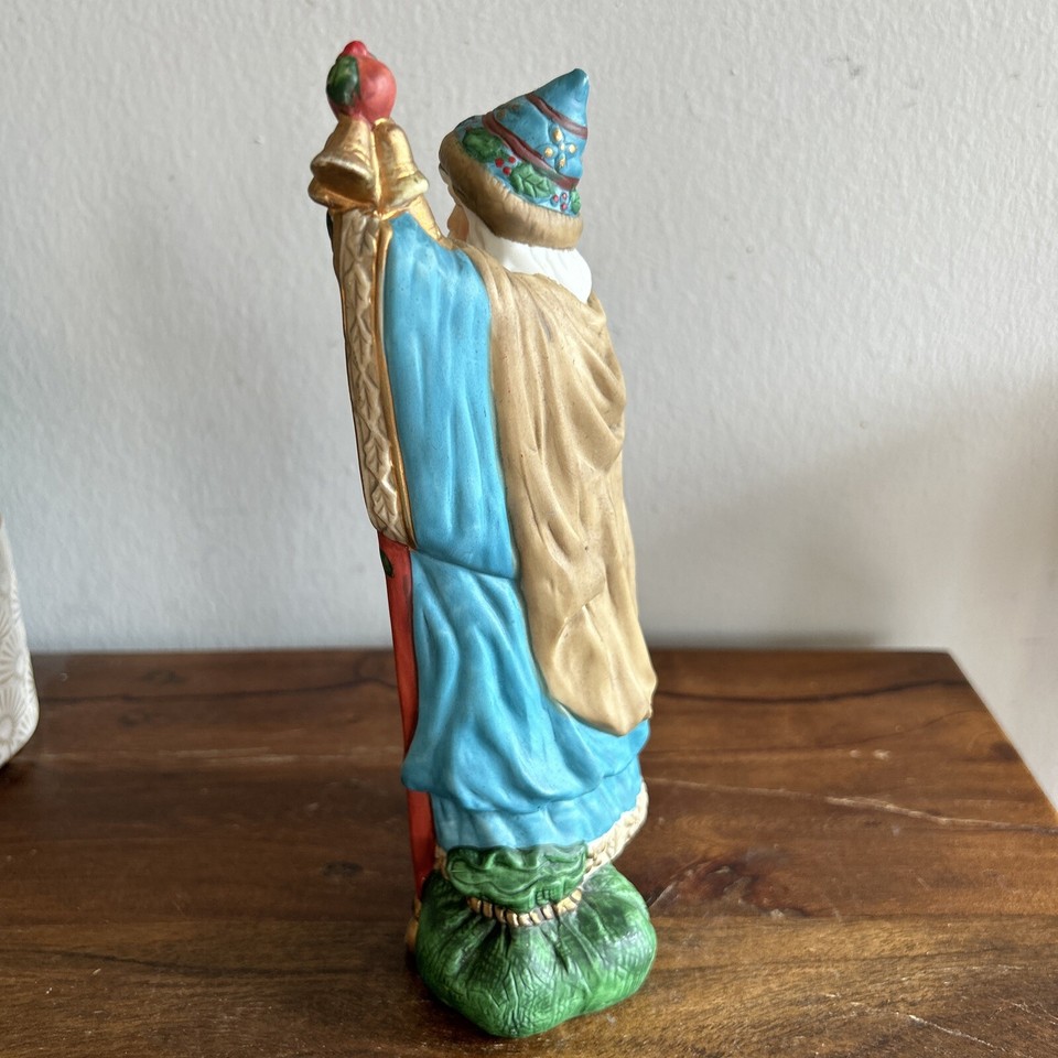 Traditions Old World Ceramic Figurine Santa Claus St Nick Blue Coat ...
