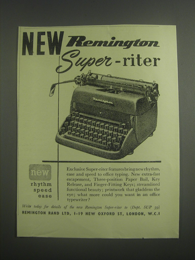 1953 Remington Super-Riter Typewriter Ad | eBay