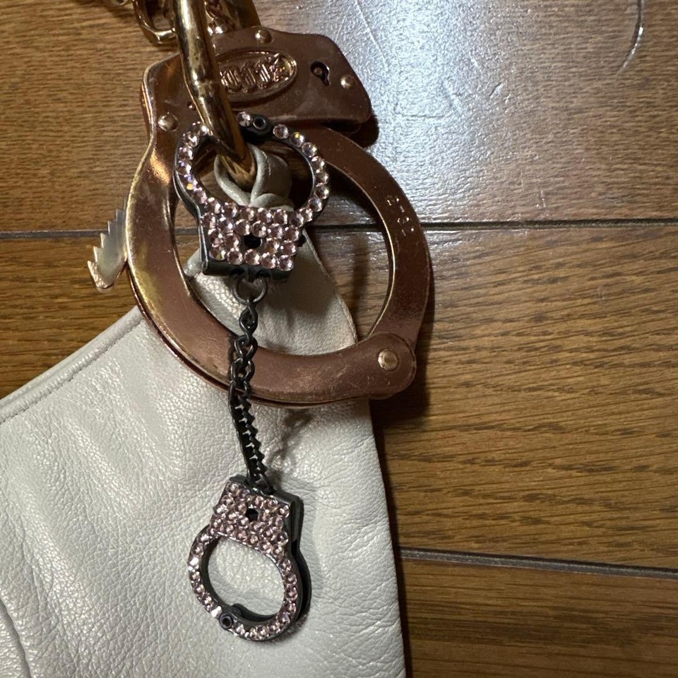 Cuffz by Lint White Leather Handbag with Handcuff Hardware Pink Gold ...
