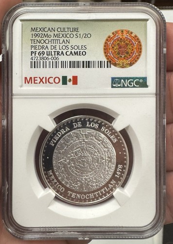 Mexican Culture 1992 S1/20 Tenochtitlan PF69 Ultra Cameo Silver Mexico ...
