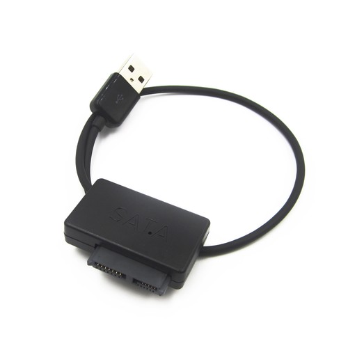 Black SATA Slimline to USB 2.0 Adapter Cable Laptop CD DVD Rom Drive 7 ...