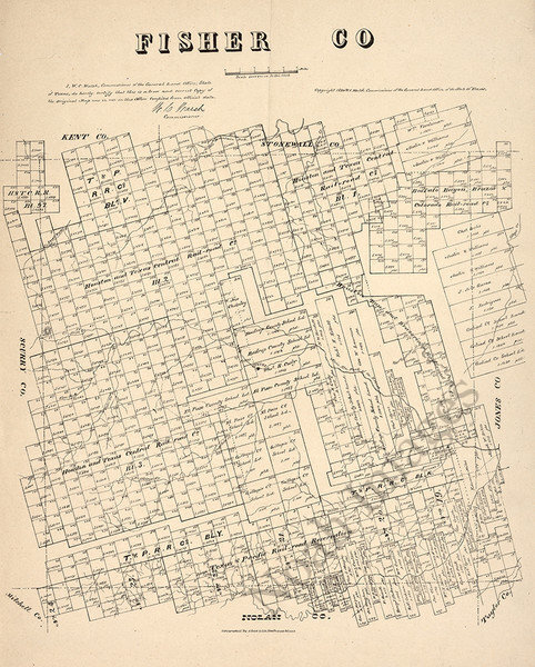 Land ownership map of Fisher County Texas 16x20 | eBay