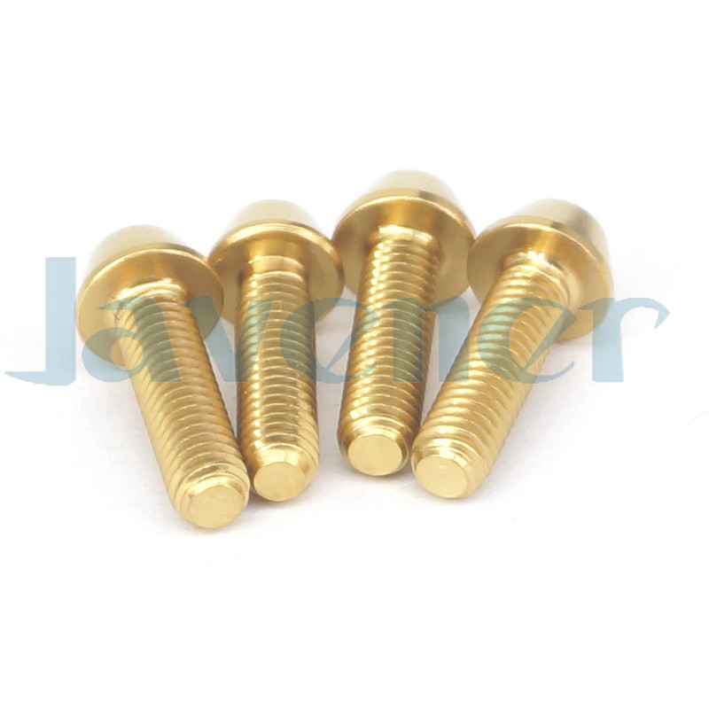 4 PCS M4x15mm Golden GR5 Titanium Cone head Bolts For Bike Rear ...