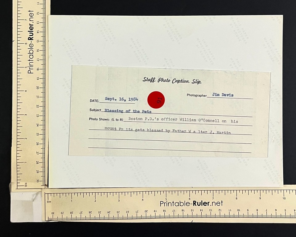 1984 Boston MA Horse Blessing Police Officer Catholic Father VTG Press ...