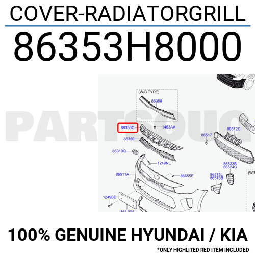 86353H8000 Genuine Hyundai / KIA COVER-RADIATORGRILL | eBay