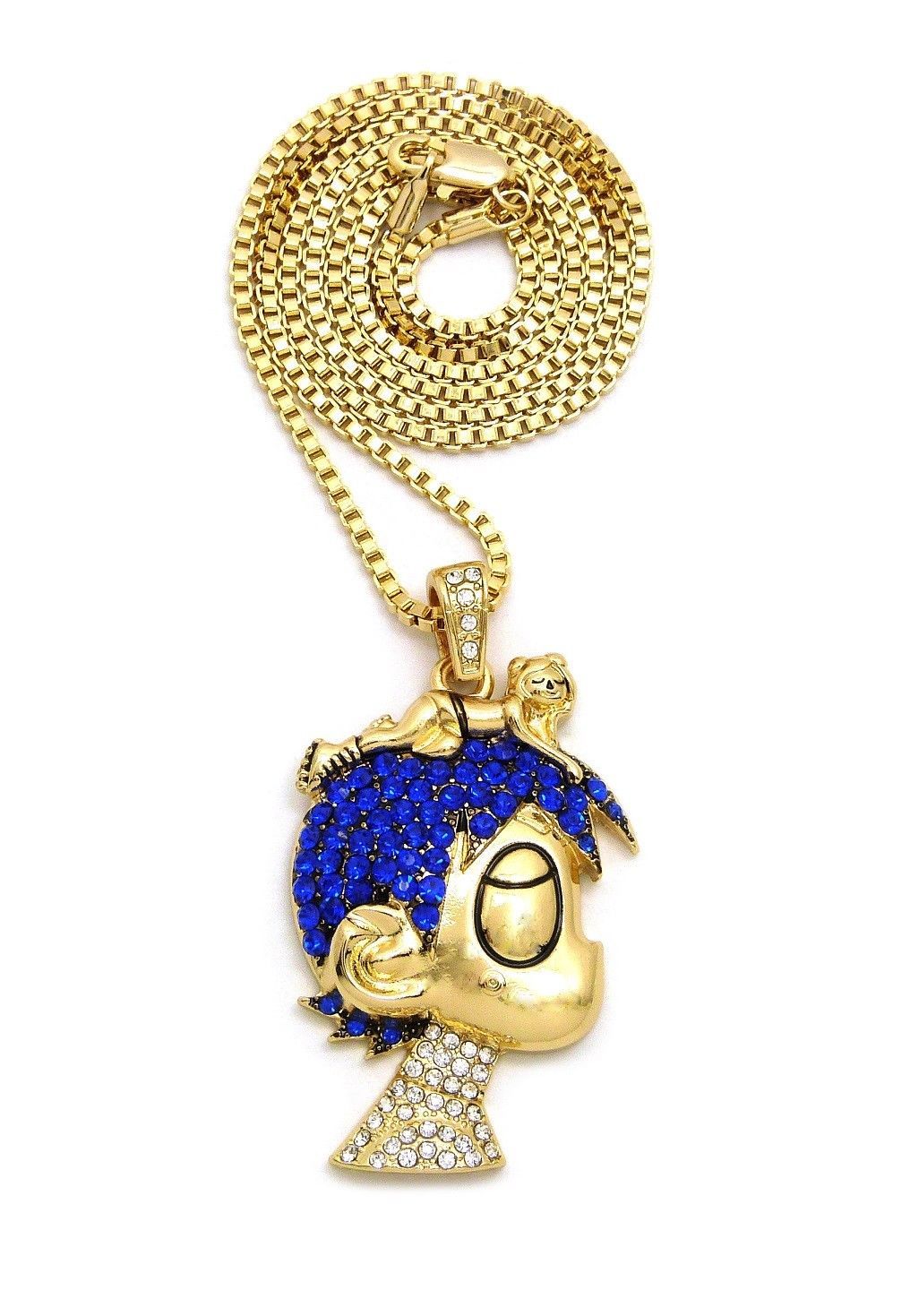 ICED LIL UZI VERT CARTOON Bling PENDANT W/ 24" Various Chain Hip Hop ...
