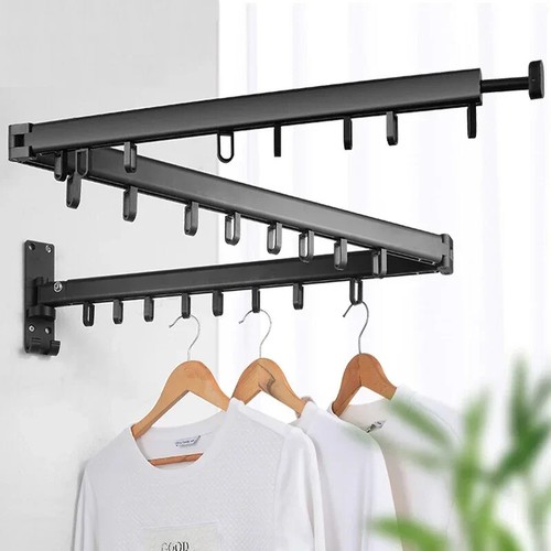 Retractable Cloth Drying Rack Folding Clothes Hanger Wall Mount Space ...