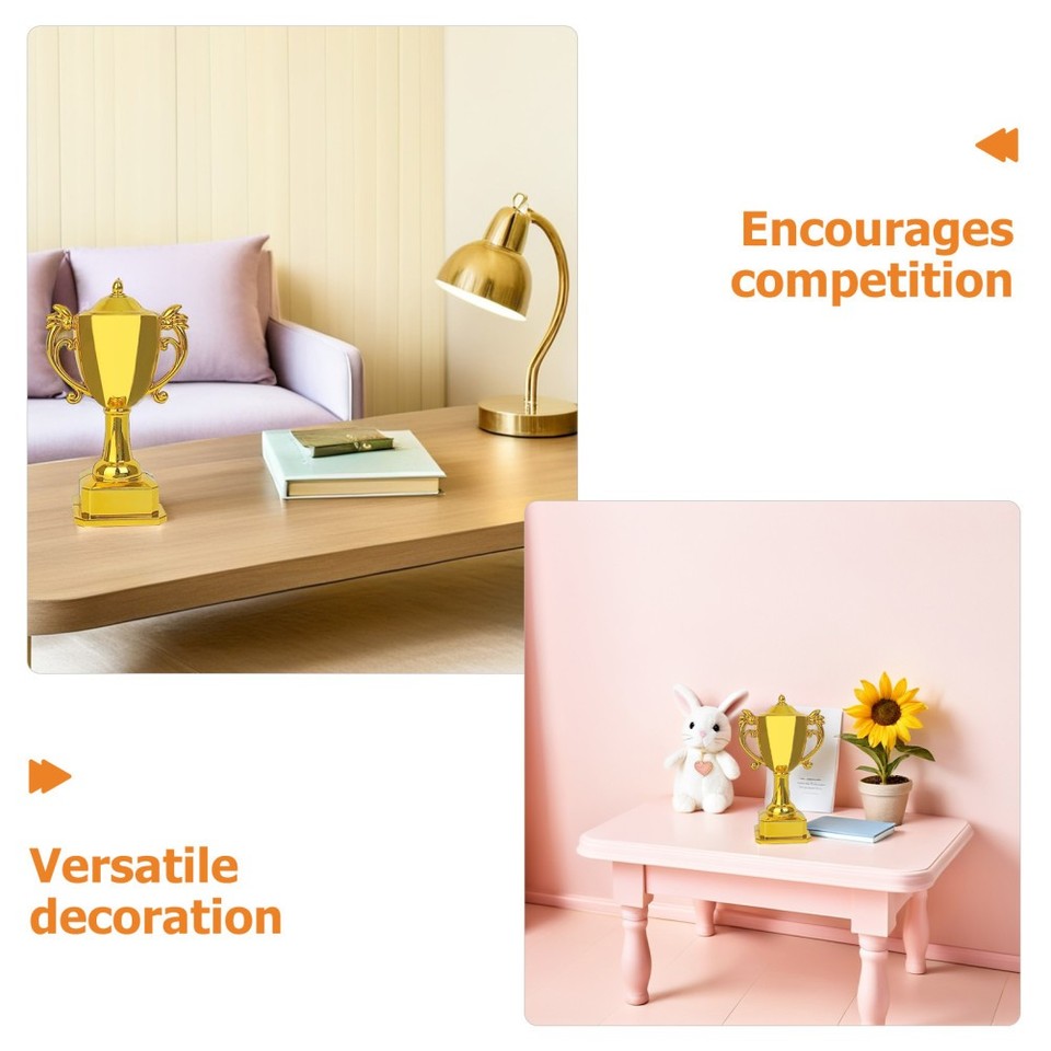 8 Pcs Mini Trophies Plastic Dollhouse Accessories Gold Award Trophy Cup ...