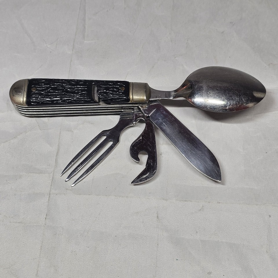 Vintage Colonial Prov USA Hobo Camp Knife w/ Spoon Fork Can Opener ...