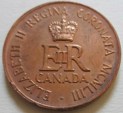 QUEEN ELIZABETH CANADA REGINA CORONATA ER TOKEN. UNC. NICE GRADE (RJ774 ...