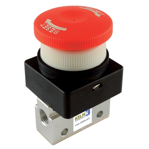 Red Emergency Stop Push Button PneumaticValve 3/2 Normaly Closed ...