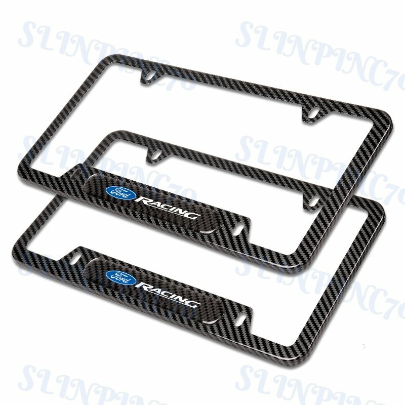 For 2PCS Ford Racing License Plate Frame Stainless Steel Metal Carbon ...