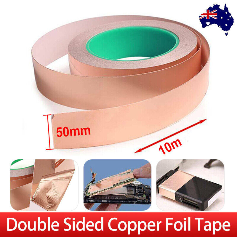 Double Sided Copper Foil Tape 10M x 50MM EMI Shielding Conductive ...