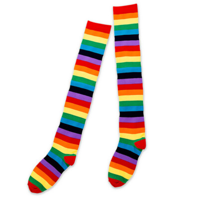 Knee High Rainbow Socks Thigh High Striped Knee Socks Rainbow Striped So-wq | eBay UK