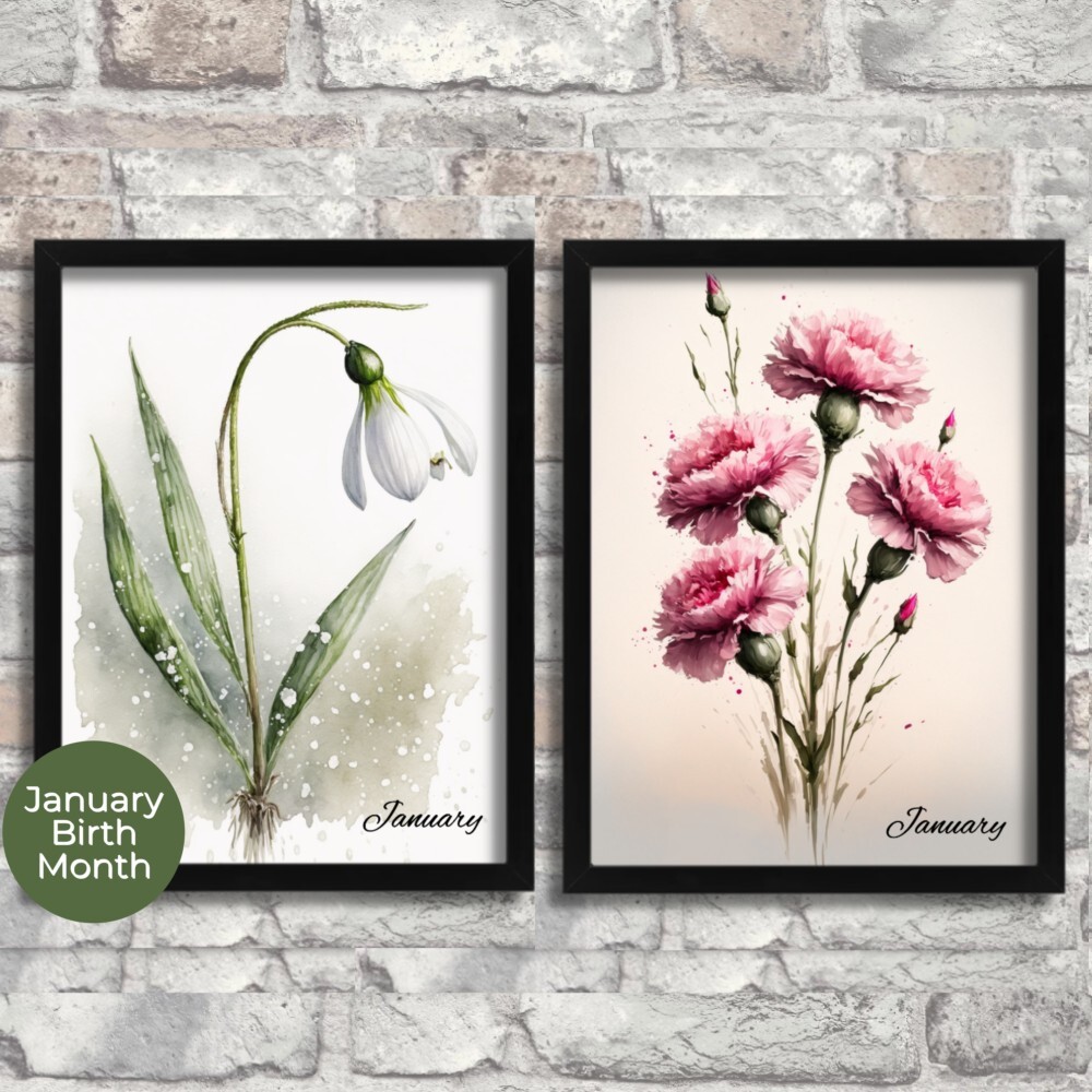 January Month Flower Digital Download January Birth Flower
