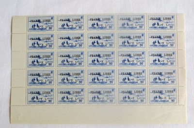 Full sheet Local France 1941 St.Pierre et Miquelon overprint F.N.F.L ...