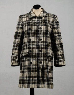 Alexon 100% Pure New Wool Houndstooth Check Double Breasted Jacket Coat ...