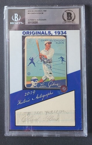 CHUCK KLEIN 2019 Historic Autographs Cut Signature AUTO 3/6 BAS ...