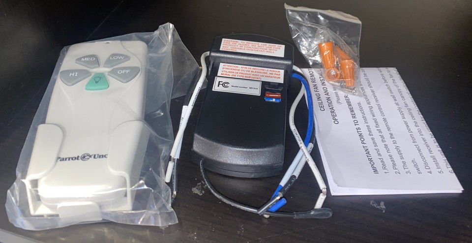 Parrot Uncle Ceiling Fan Remote Control GA008 W/Holder Batteries ...