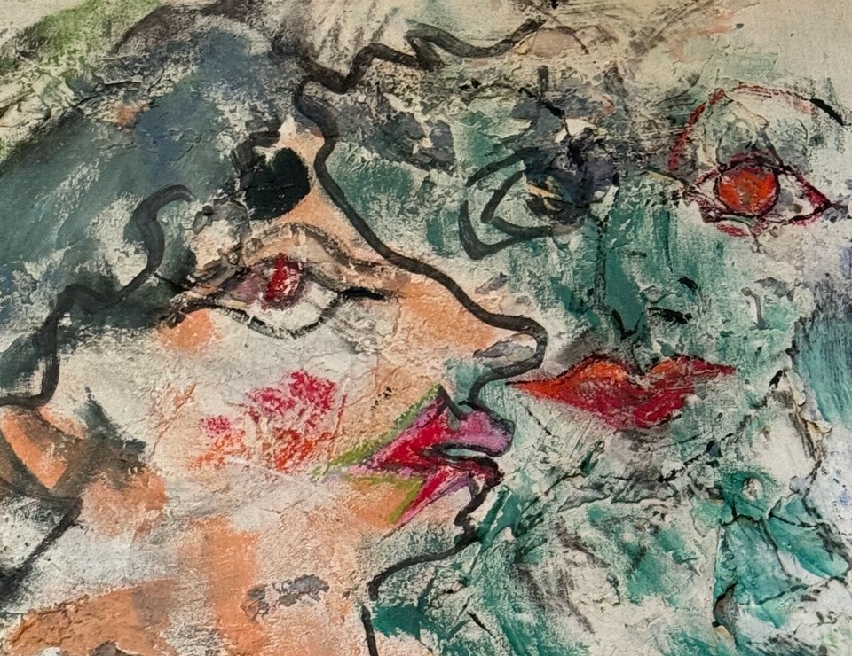 Textured Vintage Abstract Figural Painting Modern Art Wall Hanging ...