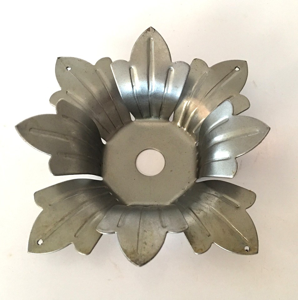 STAMPED RAW STEEL FLOWER HUSK 8 PETAL 3-3/4" Dia BOBECHE CANDLE CUP ...