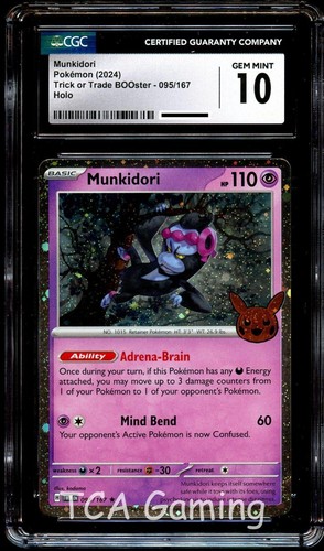 CGC 10 GEM MINT Munkidori 095/167 COSMOS HOLO Trick or Trade Pokemon ...