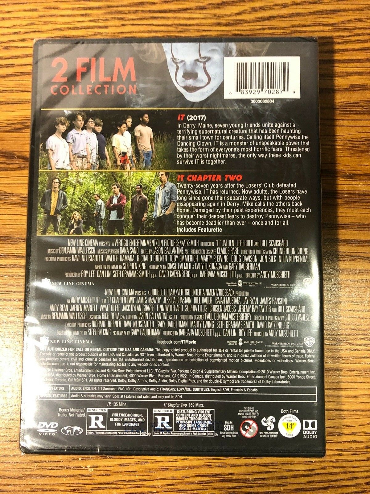 It 2 Film Collection DVD 1 & 2 Movie Set Stephen King Horror 2017 2019 ...