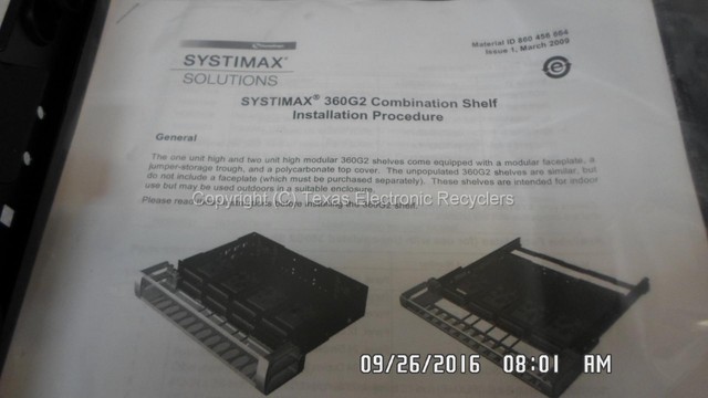 CommScope 360g2-1u-mod-fx Systimax 360g2 Modular Cassette Shelf Fixed ...