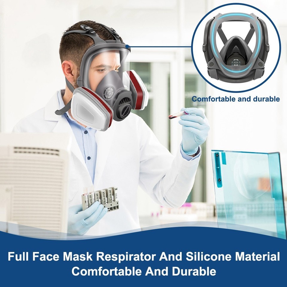 Full Face Gas Mask Painting Spraying Respirator w/Filters for 6800 ...