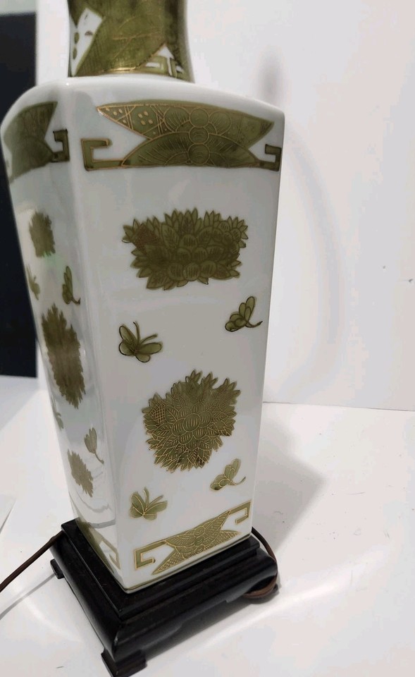 Asian Oriental Lamp Imari Wood Base Lamp Gold Floral Vintage ...