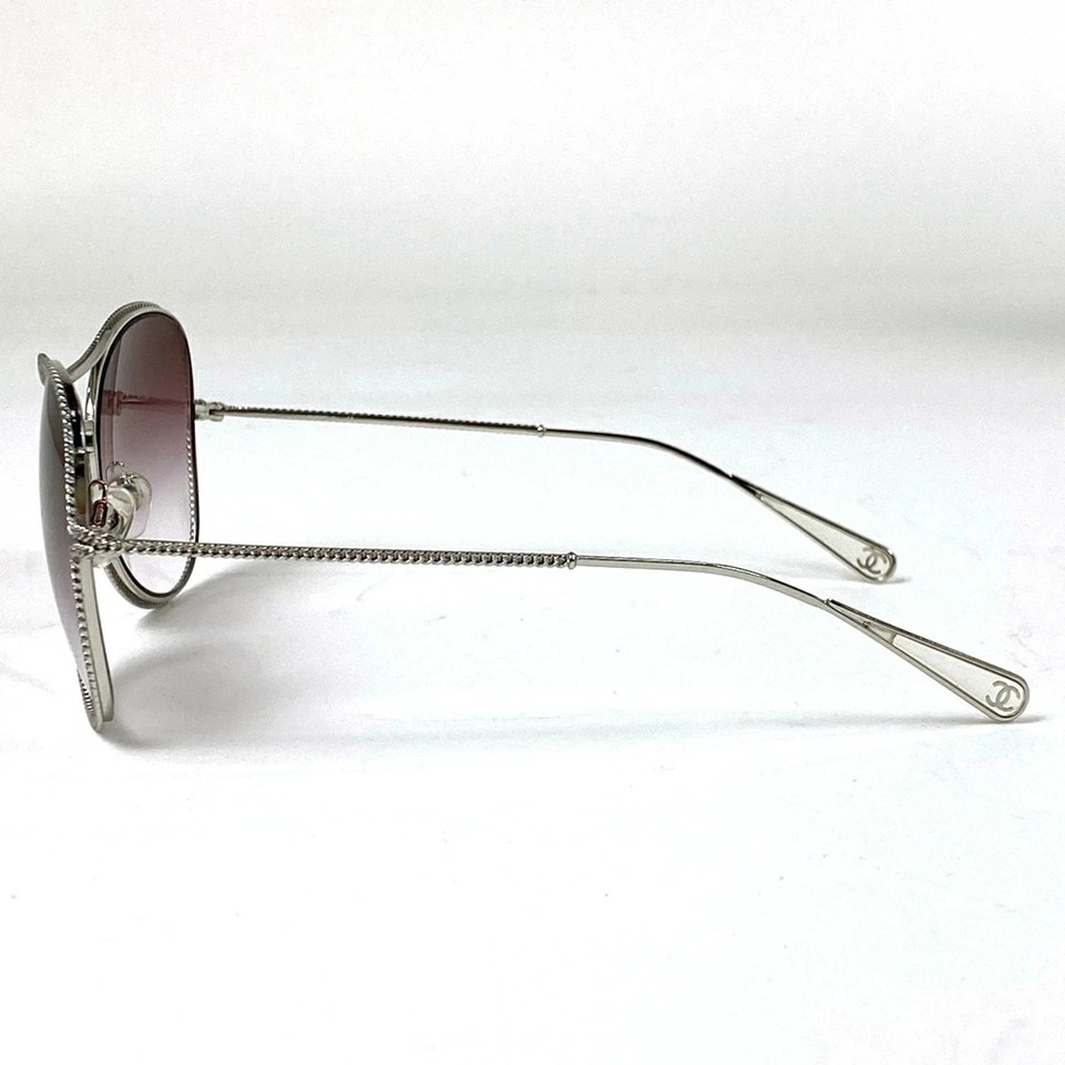 CHANEL Cocomark Sunglasses Chain Frame Gradient Sunglasses Metal Silver ...