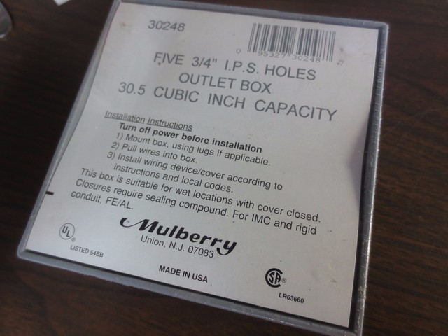 Mulberry 30248 2G Weatherproof Aluminum Box (5) Holes-3/4" w/Lugs GRAY ...