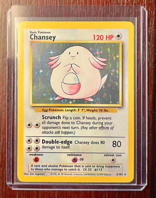 Chansey Pokemon Card Game Base Set Holo #3 3/102 Ungraded NM | eBay