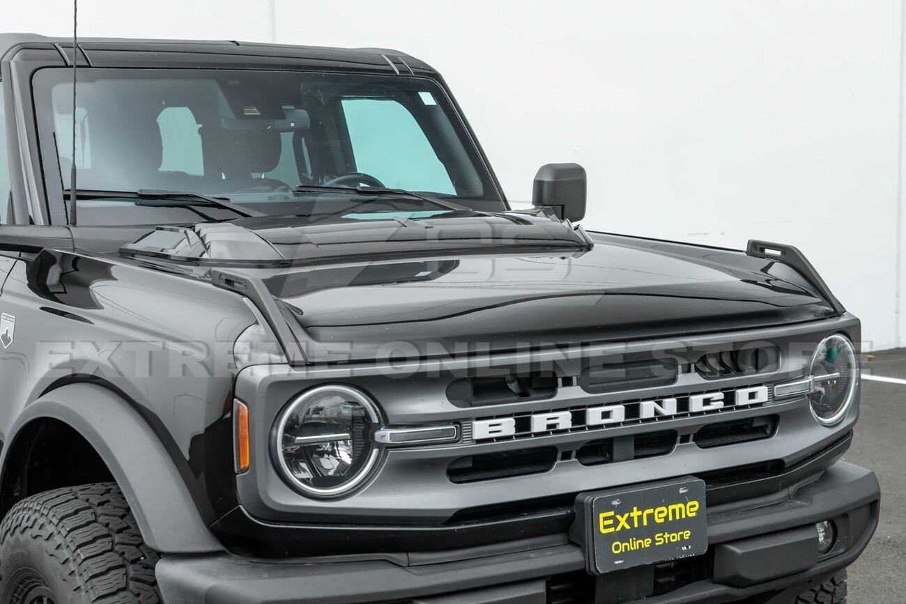 For 21-Up Ford Bronco Raptor Style GLOSSY BLACK Front Hood Bonnet Scoop ...
