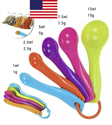 5Pcs Measuring Spoons Plastic Teaspoon Measure Spoon Cups Gram Scoop ...