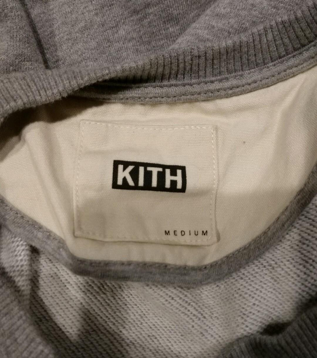 KITH Women's Size M Crewneck Sweatshirt Gray White Cut Off Hem US Logo ...