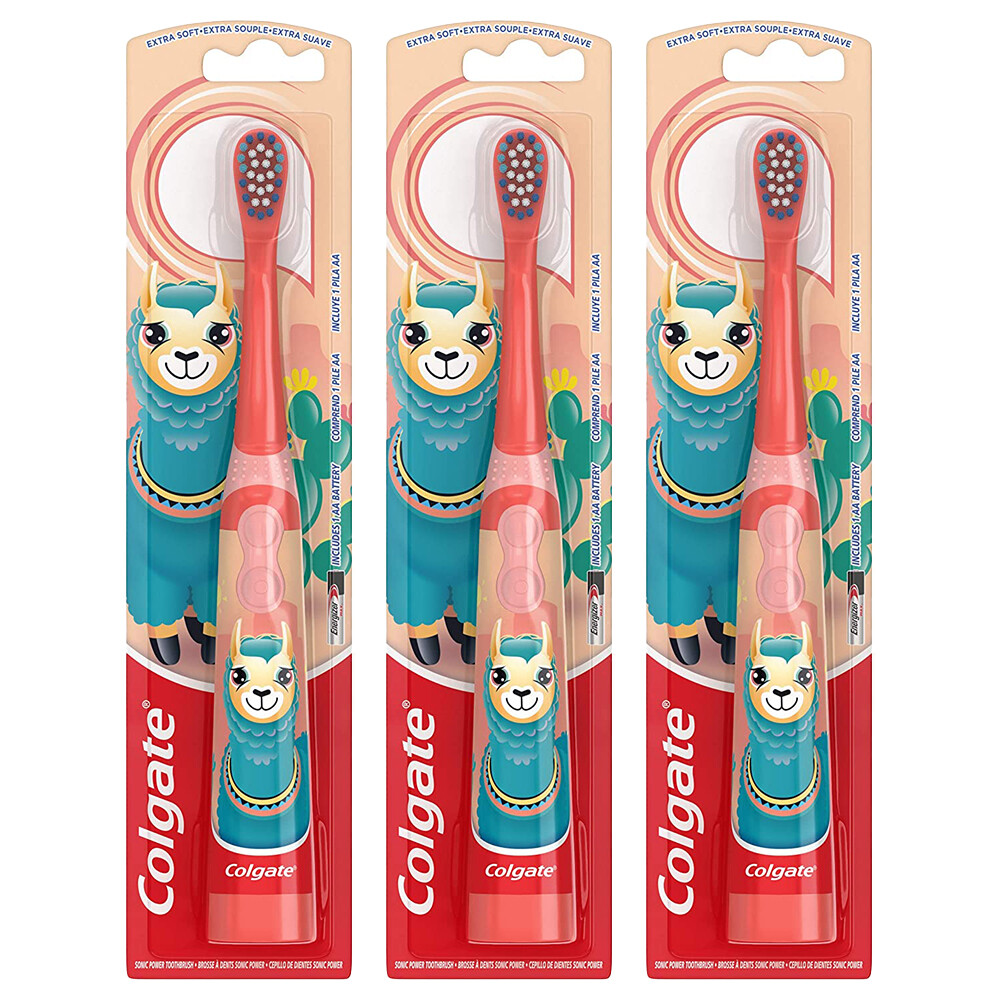 Pack of (3) New Colgate Kids Battery Toothbrush, Llama Toothbrush ...