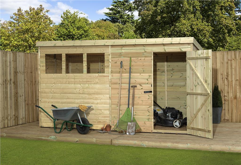 Empire 2500 Pent Garden Shed Wooden 12X5 12ft x 5ft SHIPLAP TONGUE ...