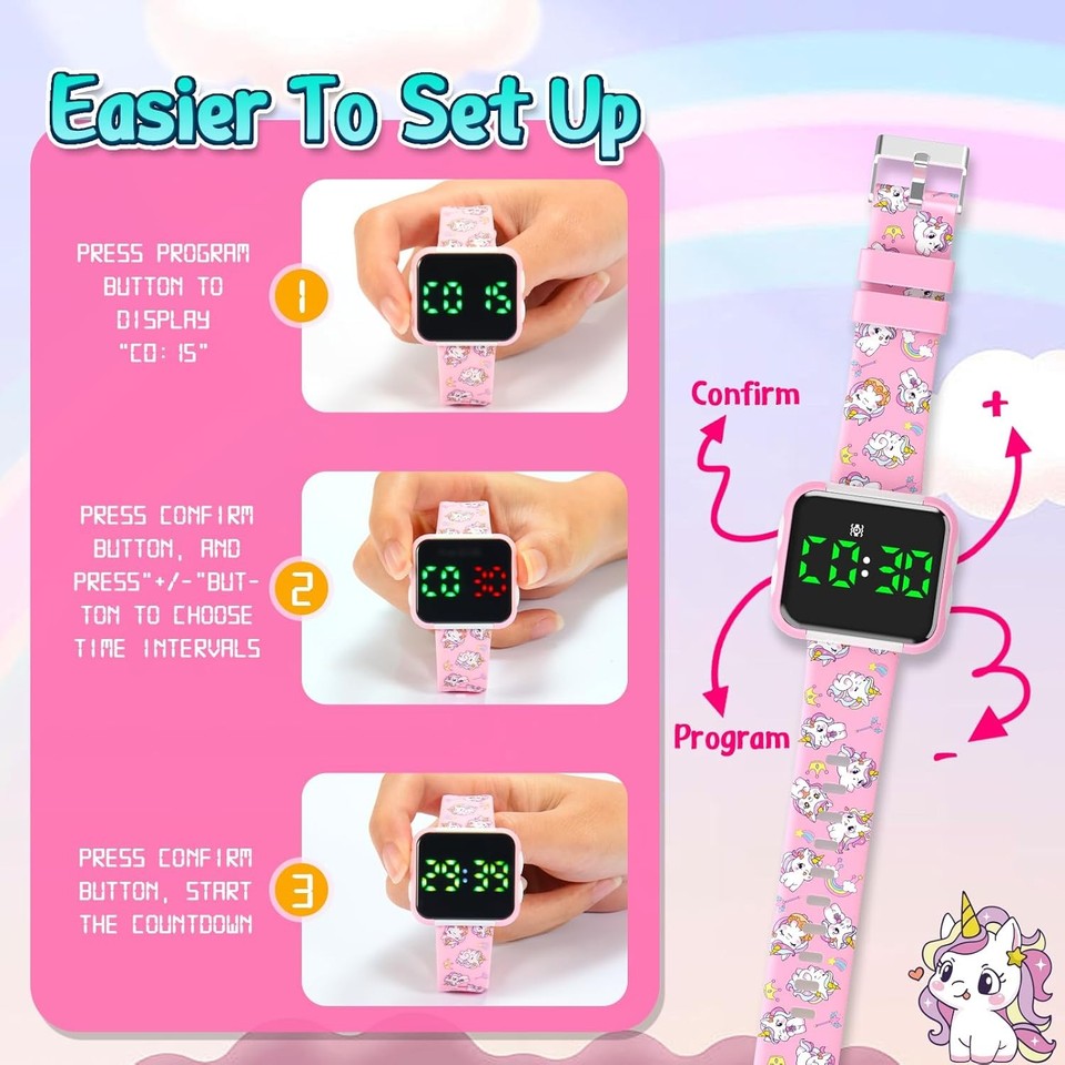 Potty Training Watch for Toddler Girls: Adjustable Volume Watches Pink ...