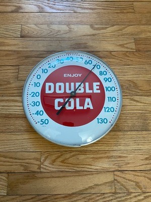 DOUBLE COLA SODA GLASS FACE THERMOMETER SIGN 12" - WORKING AND ALL ...