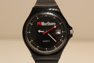 VINTAGE RARE BLACK ADVERTISING OF CIGARETTES "MARLBORO" MEN'S QUARTZ ...