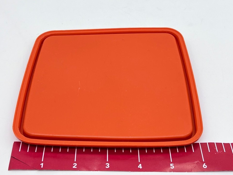 Vintage Orange TUPPERWARE 6" Square Replacement Lid #1363 for #1362 ...