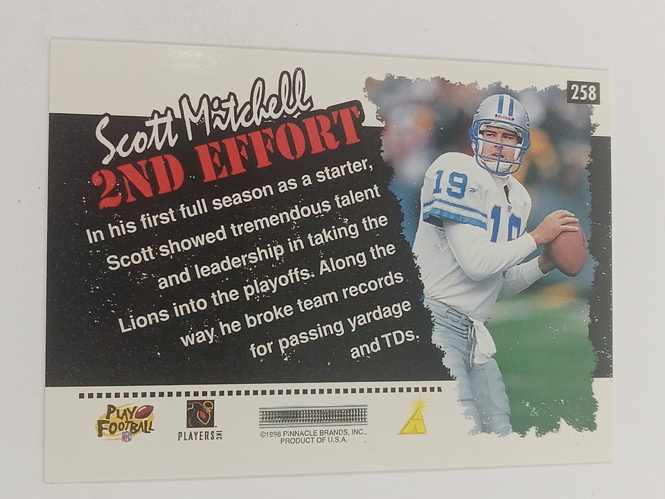 1996 Score NFL #258 Scott Mitchell Detroit Lions 2nd Effort | eBay