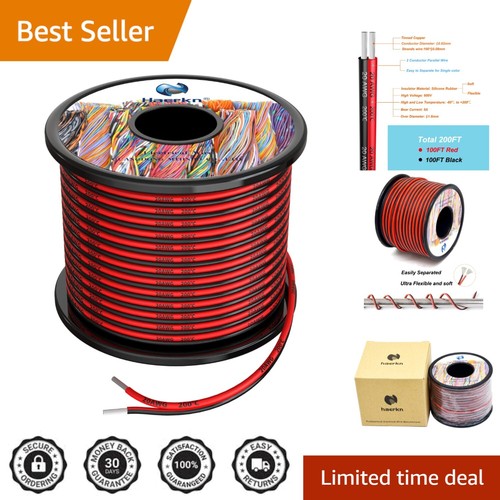 Flexible 20 AWG Silicone Wire - 200ft Total Length with 100ft Red ...